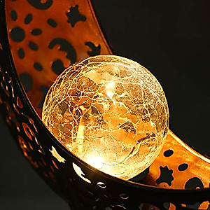 Solar Lights Garden, Outdoor Crackle Glass Globe Stake Lights, Garden Decor Solar Moon Lantern Decor Waterproof for Walkway Backyard Patio Lawn