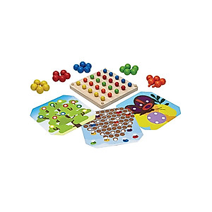 PlanToys Creative Wooden Peg Board With 3 Double Sided Cards (5399) | Sustainably Made from Rubberwood and Non-Toxic Paints and Dyes