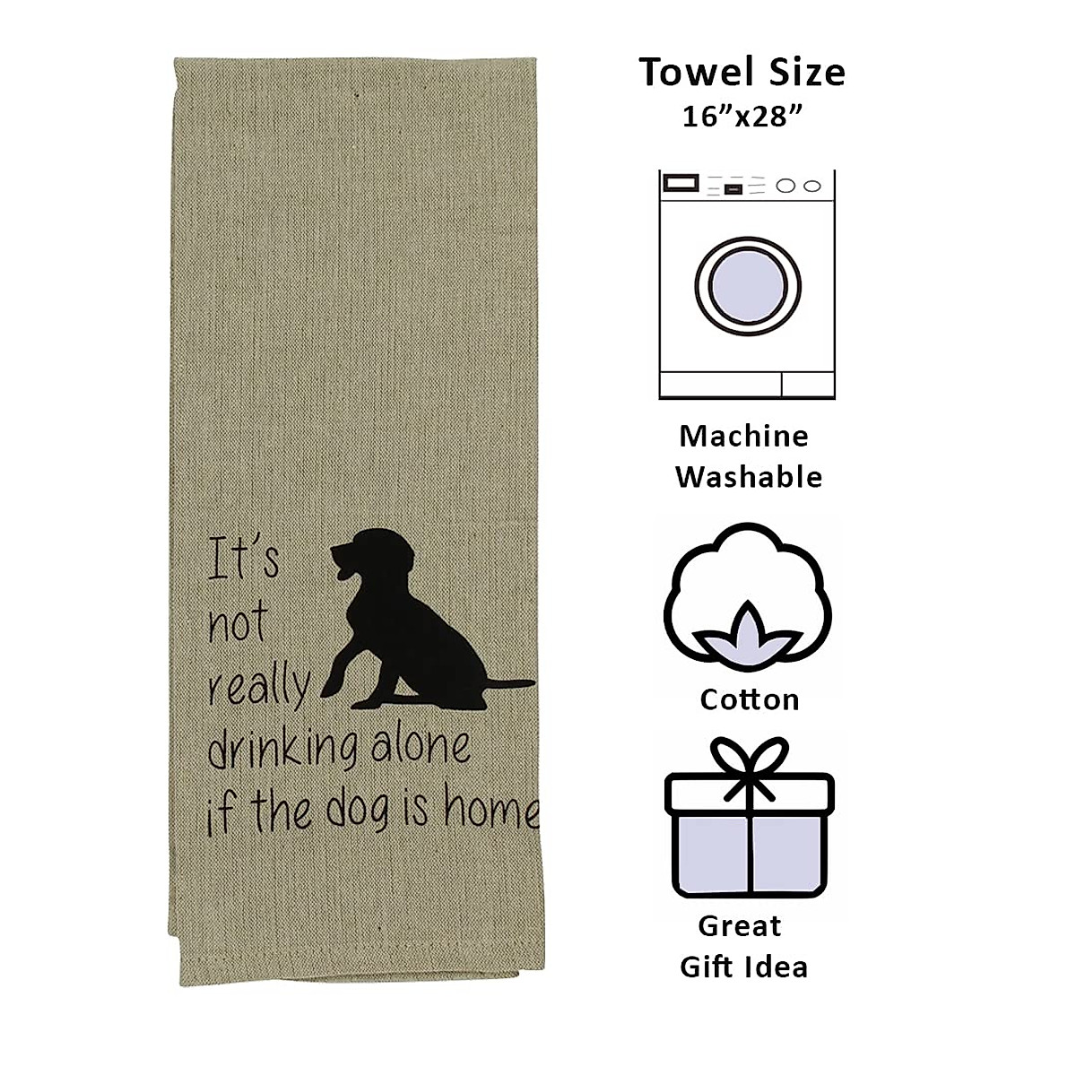 Cute Dog Kitchen Towels Set Funny Dish Towels for Puppy Dog Lovers Gifts for Women or Men Dog Hand Towels Set of 5 Cotton Flour Sack Towels 16” x 28”