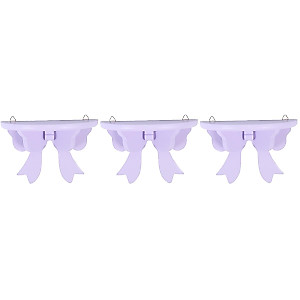 Cabilock 3 Pcs Bow Tie Rack Decorative Floating Shelves Bowknot Shaped Rack Picture Ledge Shelf Room Wall Bookshelf Wall Mounted Shelves Wall Mounted Organizer Cute Shelves Wooden Purple