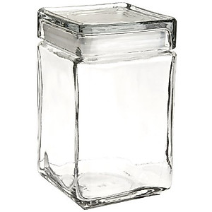 Oneida 85588R Stackable Square Glass Jar w/Glass Lid, 1.5 qt, Clear (Case of 4)