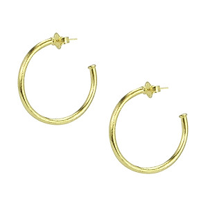 Sheila Fajl Everybody's Favorite Petite 1.5 Inch Tubular Lightweight Hoop Earrings for Women in Brushed 18k Gold Plated