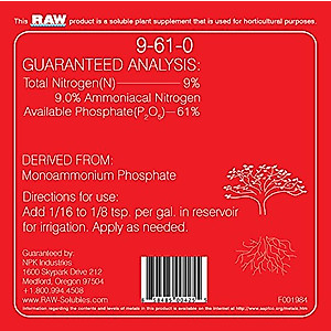 RAW- Phosphorus Plant Nutrient for Fruiting and Flowering/Increase Fruit Flower Yield/Plant Feeding Supplement/for Horticulture Purposes Indoor/Outdoor Use- 2 oz