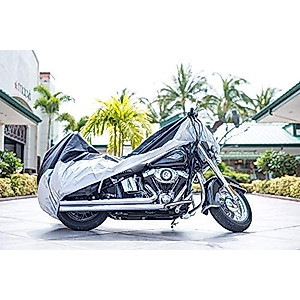 XYZCTEM All Season Black Waterproof Sun Motorcycle Cover,Fits up to 108" Motors (XX Large & Lockholes)