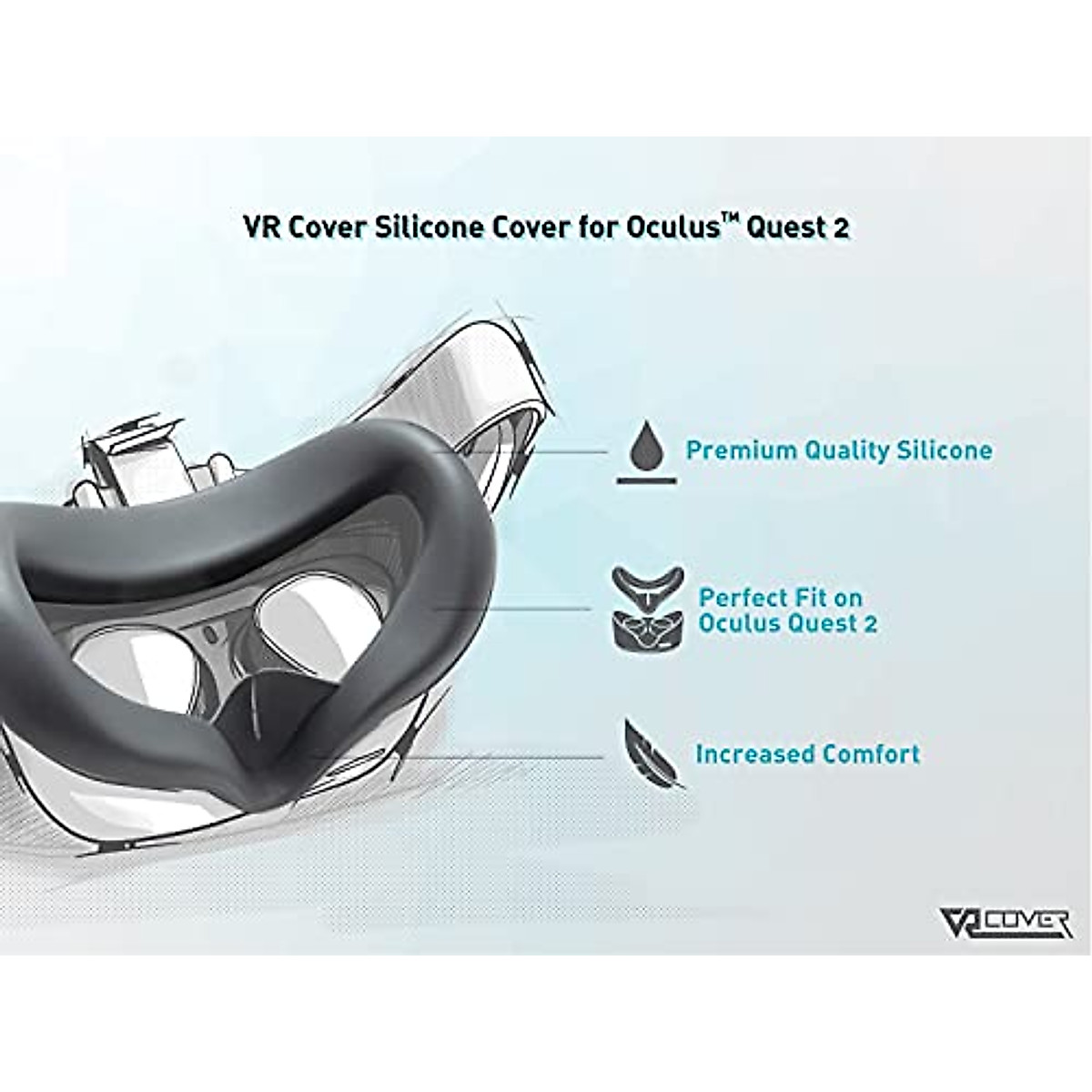 VR Cover for Meta/Oculus Quest 2 - Silicone Meta/Oculus Quest 2 Face Cover (Grey)