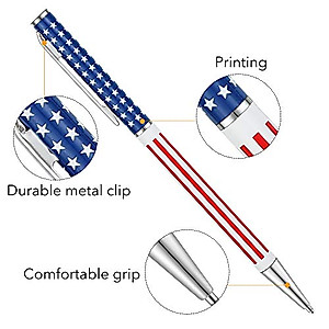 Unibene Slim Metal Retractable Ballpoint Pens Bulk of 6 Count, Patriotic American Flag for Swat, Veteran, Promotion, Graduation, Planner, Medium Point(1 mm Black Ink), School and Office Supplies