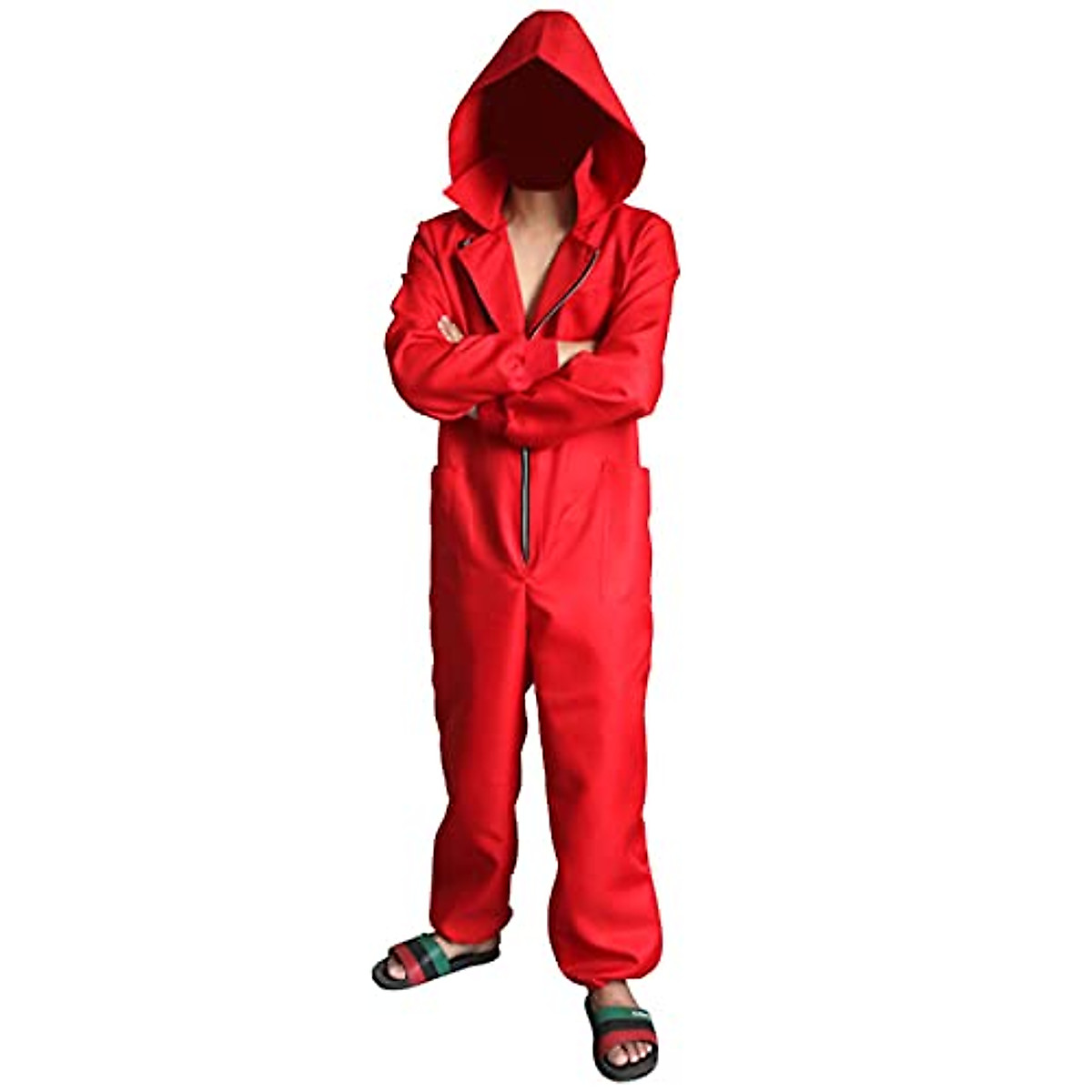 Angelaicos Unisex Red Jumpsuits Mask Halloween Party Costume Full Set (M)