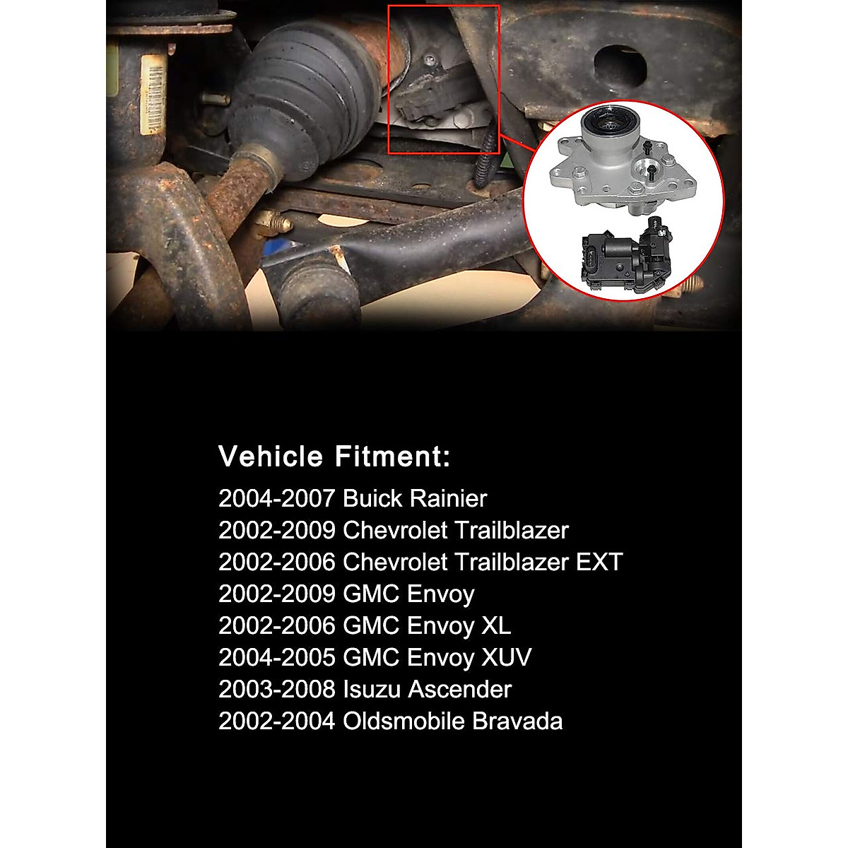600115 4WD Front Differential Axle Actuator Disconnect Housing Fits for 2002-2009 Chevy Trailblazer Envoy Bravada Ascender 9-7x, Intermediate Shaft Bearing Assembly Replace# 12471623 600-115