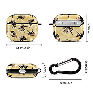 Honey Bees Case Cover Portable PC Shell Headphone Case with Keychain Compatible with AirPods 3