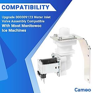 Replace for Manitowoc 000009123 Ice Machine Water Inlet Valve,120V 60Hz 5W fit for I, IB ,IR ,S , SD, JC, QR, SD and K Series ice Machines 000008483 33129026 IH9123.