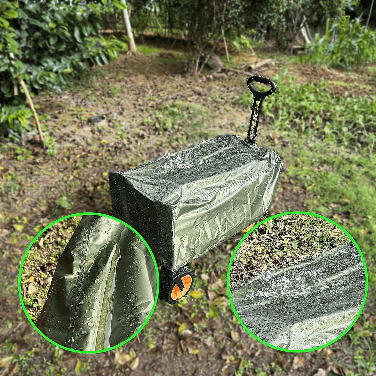 DaMga Garden Wagons Cover, Heavy Duty Outdoor Collapsible Cart Cover, 35x19x17 Inch Dustproof Rain Cover for Grocery, Garden, ATV, Foldable Utility Truck