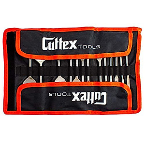 1/4" to 1-1/2" (6mm-38mm) CUTTEX TOOLS Spade Drill Bit Set, 13 PCS The Most Common Sizes, Full Set Heavy Duty Paddle Flat Bits, Nylon Storage Pouch Included