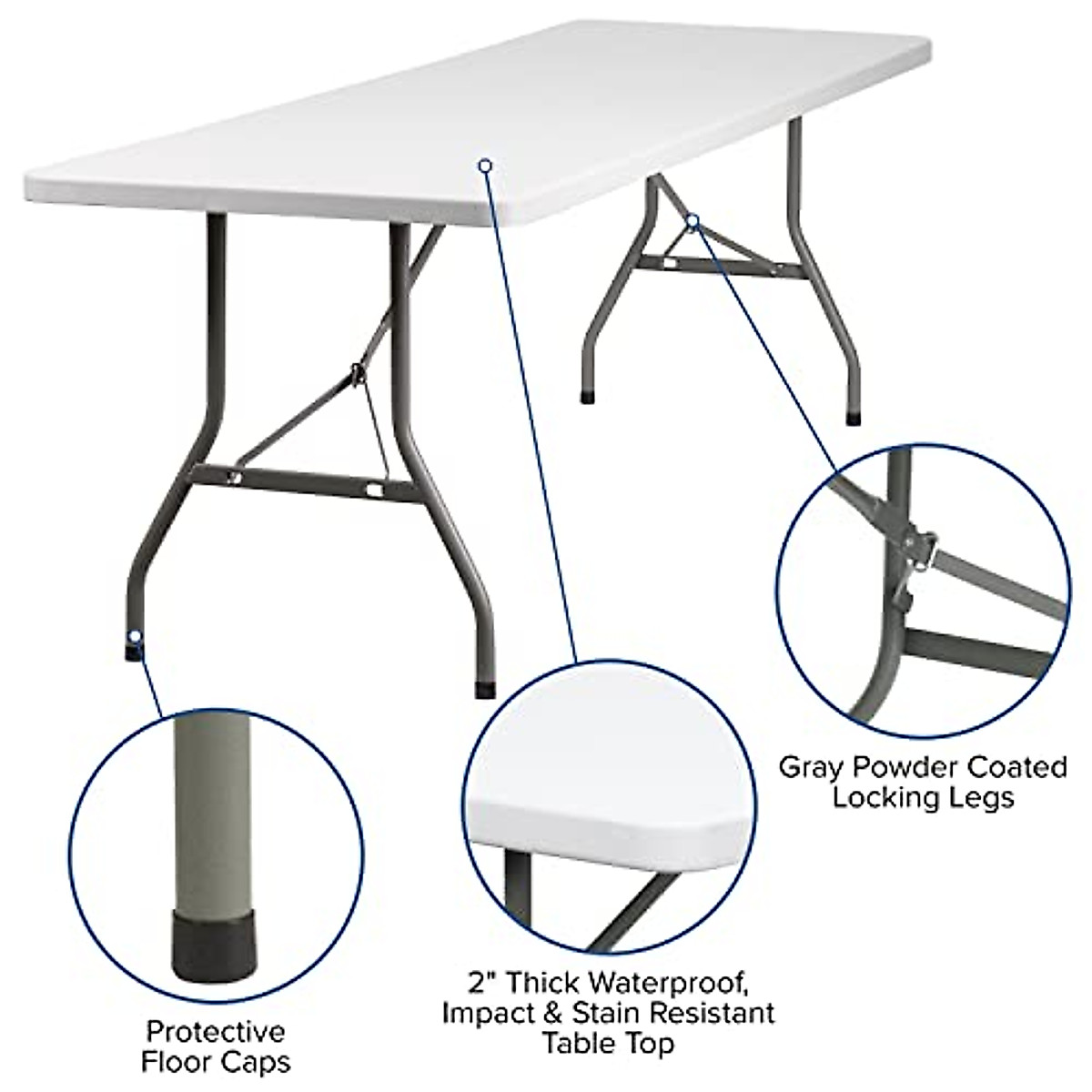 Flash Furniture 8-Foot Granite White Plastic Folding Table