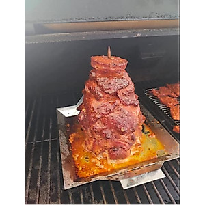 TINAMO Stainless Steel 10" Vertical Skewer for Tacos Al Pastor, Shawarma, Kebabs - SUS BBQ Grilling Accessory with Removable Spikes (8.5" and 12") -Barbecue Grill Handles - No Drip Plate