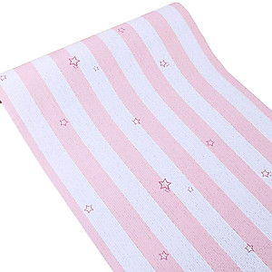 PoetryHome Self Adhesive Vinyl Stripe Contact Paper Peel and Stick Wallpaper for Walls Kids Girls Bedroom (Pink, 17.7x117 Inches)