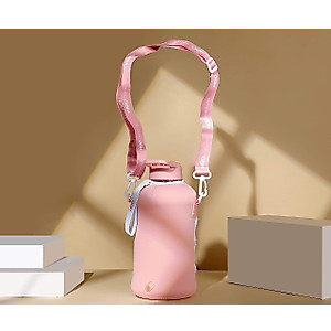 H2O Capsule 2.2L Half Gallon Water Bottle with Storage Sleeve and Covered Straw Lid – BPA Free Large Reusable Drink Container with Handle - Big Sports Jug, 2.2 Liter (74 Ounce) Rose Quartz