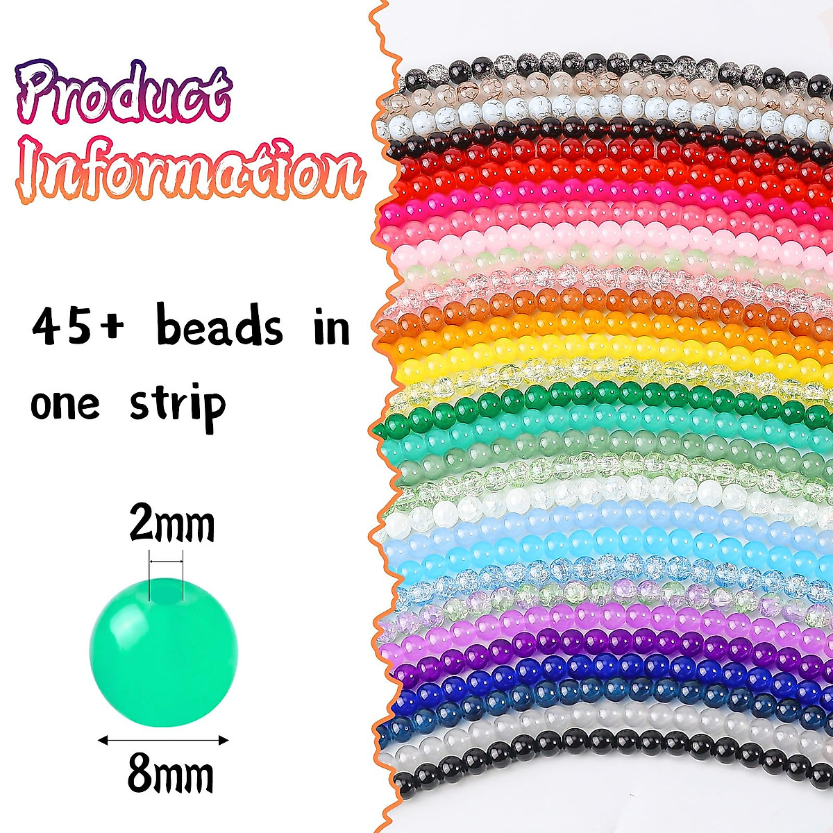 Natonhi 1400pcs 30 Color Glass Beads for Jewelry Making, 8mm Round Crystal Glass Bracelets Making Kit Suitable for Beginner Bracelet Making