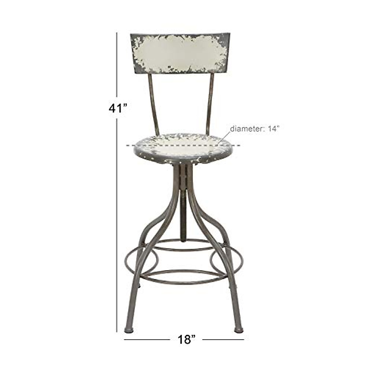 Deco 79 Metal Bar Stool with Backrest, 18" x 18" x 41", Beige
