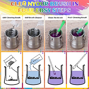 WOWOSS Paint Brush Washer Set, Portable Stainless Steel Oil/Acrylic Paint Brush Cleaner, Medium, Includes Cleaning Steel Beads & Oil Paint Palette
