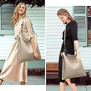 CHERISH KISS Hobo Bags for Women Leather Purses and Handbags Large Crossbody Shoulder Bags with Chain Strap(K5 Taupe)