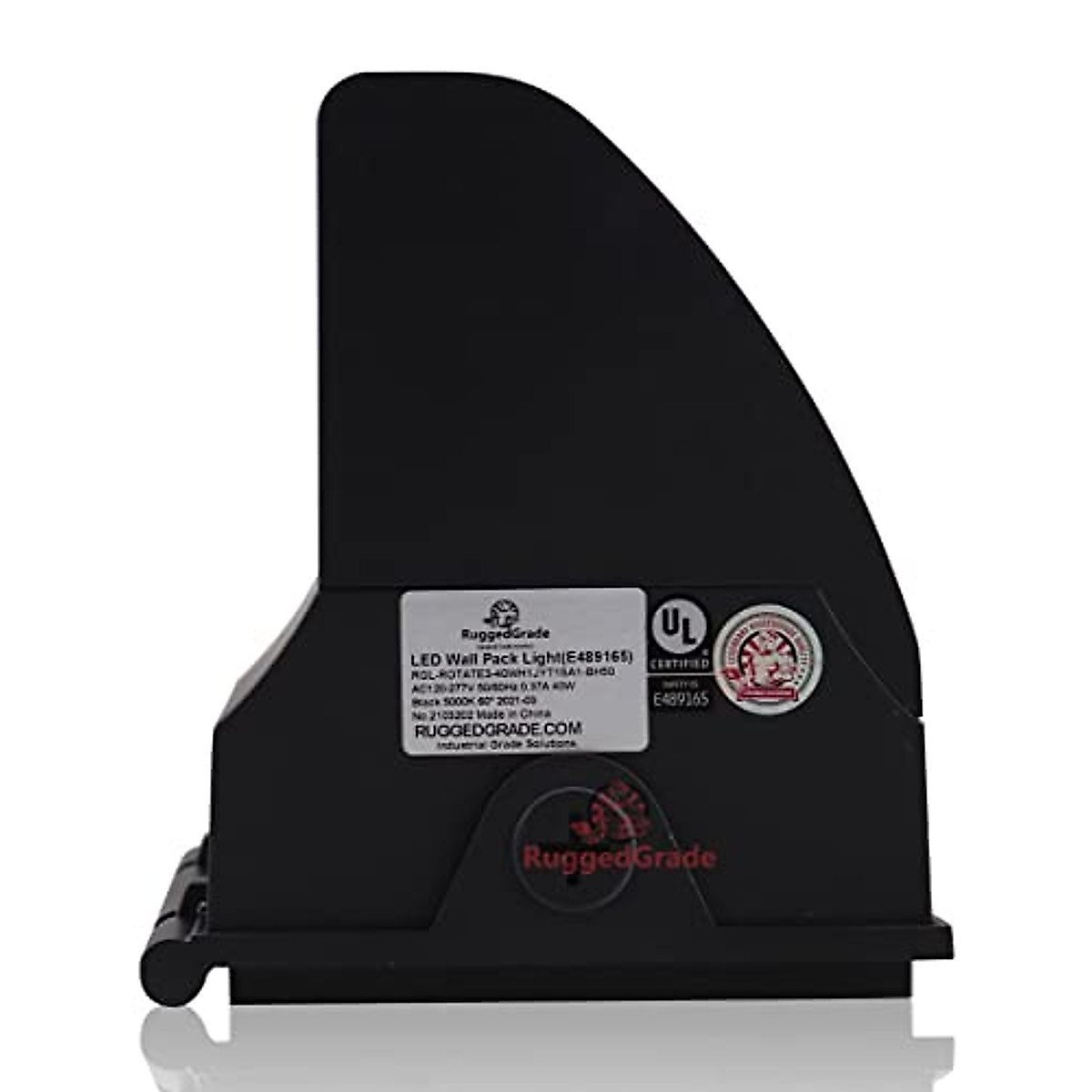 RuggedGrade 5,600 Lumen - 40 Watt Rotate III Series LED Wall Pack - 5000K - High Efficiency 140 Lumen to watt - Black Color - with Photocell