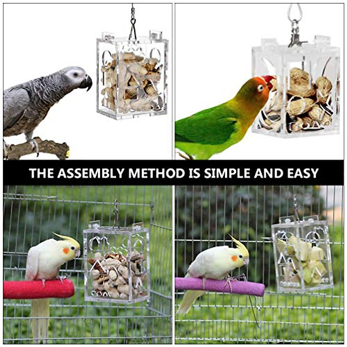 balacoo Bird Parrot Acrylic Foraging Toy Creative Hanging Parakeet Treat Feeder Toy Transparent Cockatiel Food Toys for Parakeet Cockatiel Conure