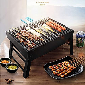 LSJZZ Household Charcoal Grill,Folding Barbecue Outdoor Portable Durable Grill for Picnic Garden Camping Trip Terrace Backyard Cooking,352720cm