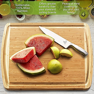 Extra Large Bamboo Cutting Board - XL Wood Cutting Board - 18 x 12.5" and Medium-Large Wood Cutting Board : 14.5 x 11.5 Inches