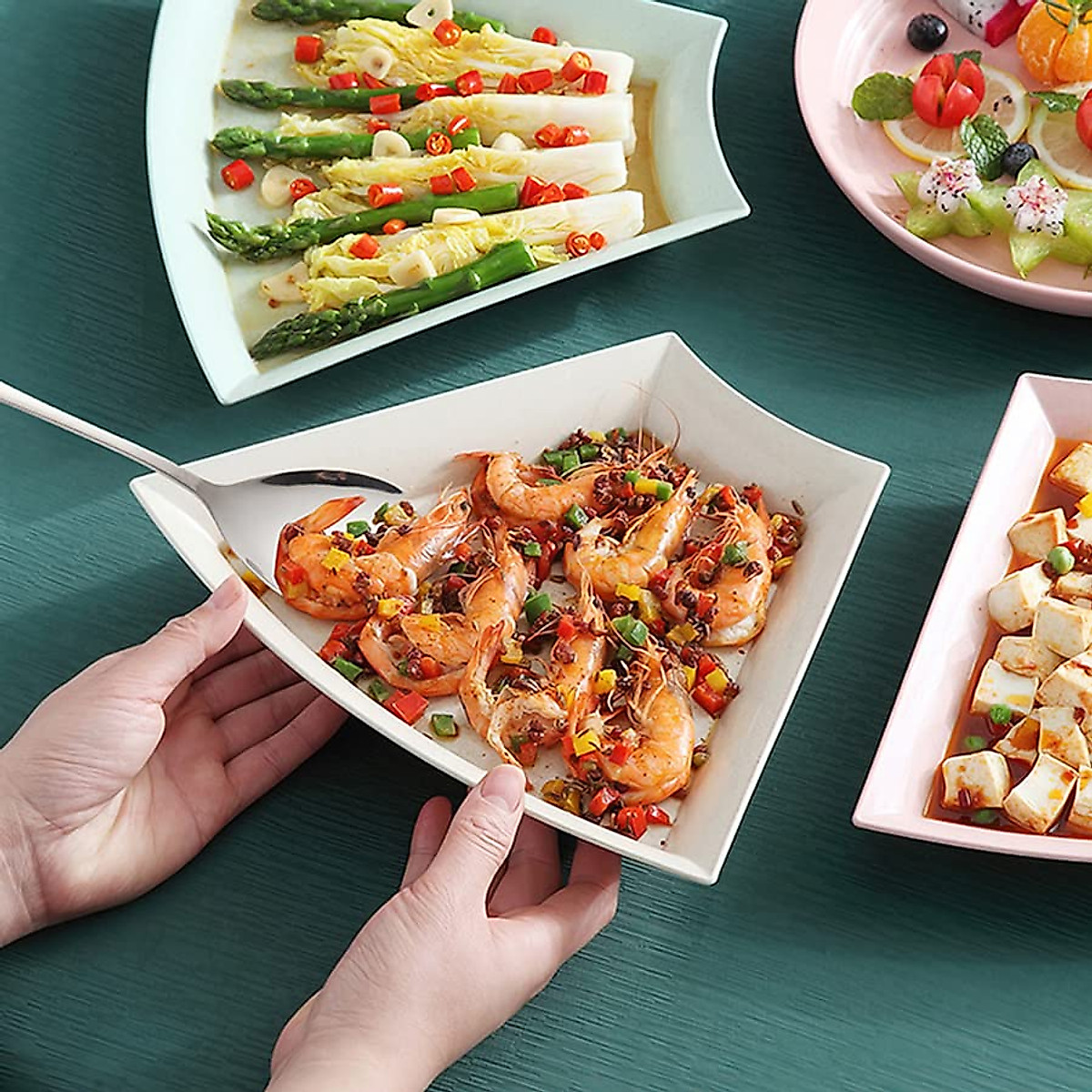 ARFUKA Salad Servers Stainless Steel Salad Serving Set Salad Spoon and Fork Set Kitchen Cooking Utensil Cutlery Gifts Silver, Set of 6