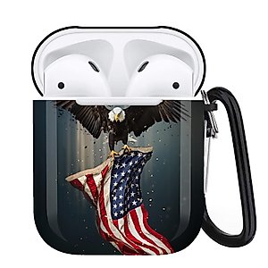 Eagle Flag Airpods Case Compatiable with Airpods 1&2 - Airpods 1&2 Cover with Key Chain, Full Protective Durable Shockproof Personalize Wireless Headphone Case…