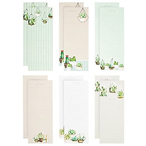 12-Pack Succulent Magnetic Notepads for Refrigerator for Grocery Shopping Lists, To Do Lists, Appointment Reminders, Daily Task Organization, Full Magnetic Back for Locker, Filing Cabinet (3.5x9 in)