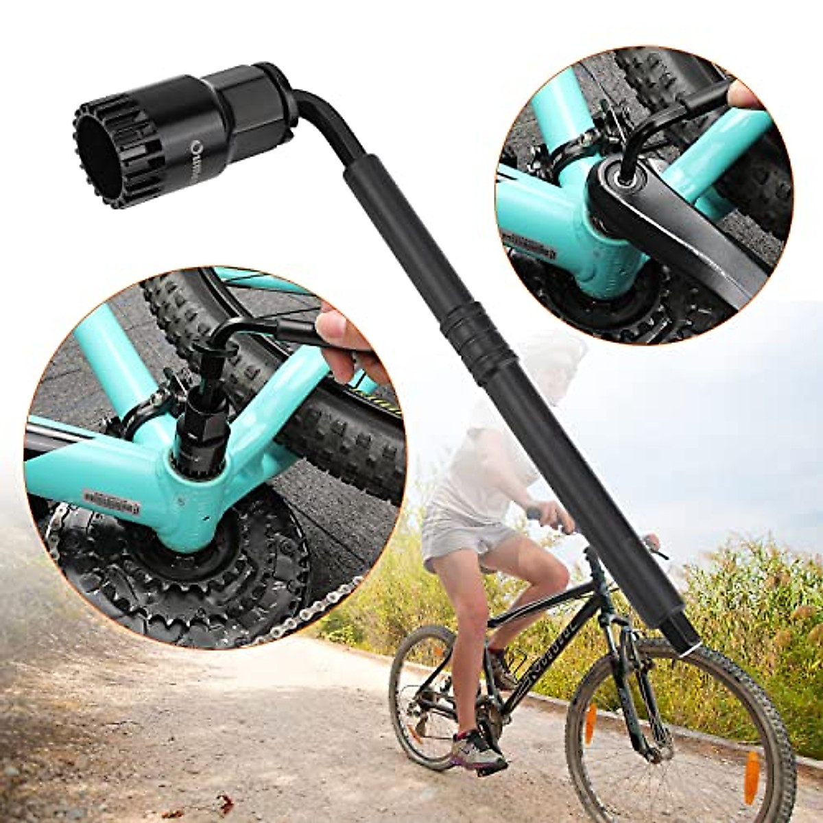 Oumers Bicycle Crank Puller Tool Set, Bike Crank Extractor+16mm Spanner Wrench+Bike Bottom Bracket Remover+Lengthen Allen Key Wrench +Square Head,Bike Repair Kit for all Cycling Enthusiasts