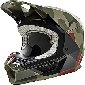 Fox Racing V1 Core Motocross Helmet, BNKR Green Camo, XX-Large