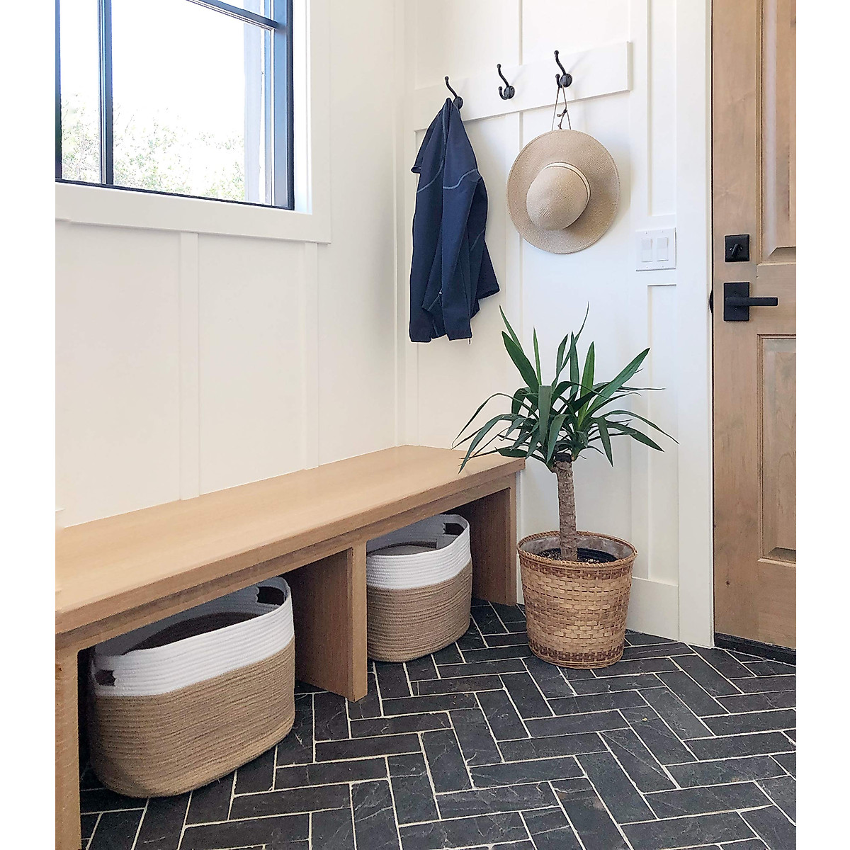 Chloe and Cotton Storage Cubes, Bins, Basket Organizer | Fits 13" x 13" Storage Shelves | Stylish Woven Rope Shelf Basket | Laundry Room Storage