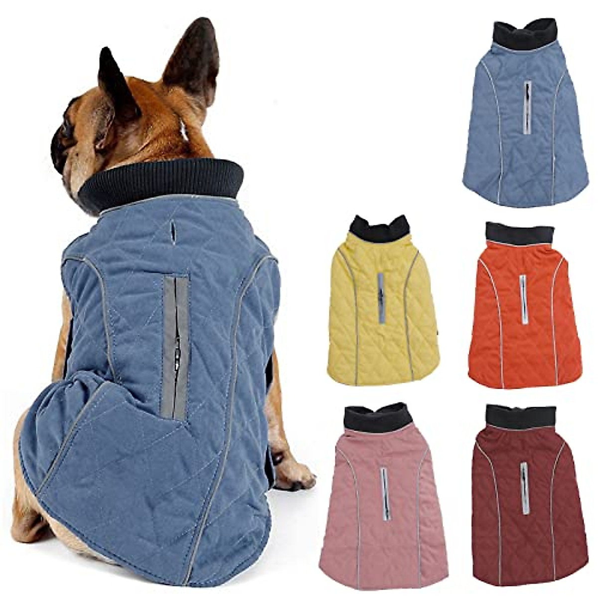 Pethiy Dog Cold Weather Vest Waterproof Windproof Reversible Dog Apparel Winter Coat Warm Dog Outfits for Small Dogs-Blue M