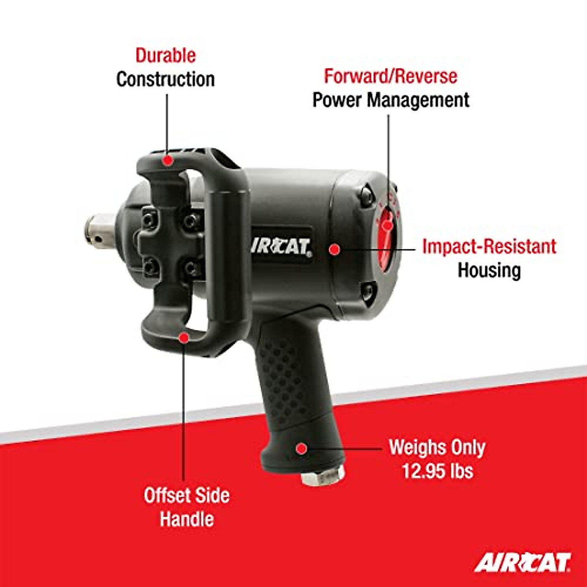 AirCat Pneumatic Tools 1870-P 1-Inch Super Duty Composite Pistol Grip Impact Wrench 2,100 ft-lbs