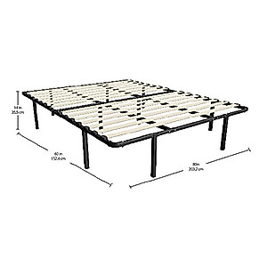 ZINUS SmartBase Euro Slats Mattress Foundation / 14 Inch Metal Platform Bed Frame / No Box Spring Needed / Sturdy Steel & Wood Frame / Underbed Storage, Queen