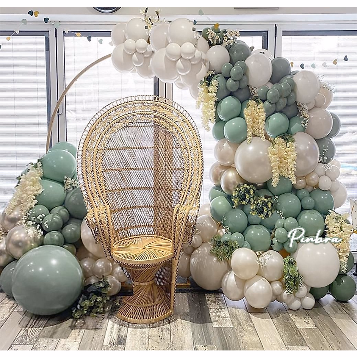 Sage Green White Balloon Garland Double Stuffed Dusty Green Balloons Pearl White Sand Olive Green Balloon Arch Kit Avocado Green Balloon For Neutral Baby Shower Bridal Shower Birthday Party Decoration