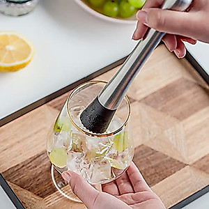Sihuuu Muddler for Cocktails Set Stainless Steel Fruit Crusher 8 Inch Bar Tools for Home Making Mojito Mix Fruit Drinks