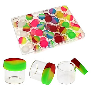TruAres 5ml Glass Jars with Silicone Lids Airtight Multi Use Containers 50-Pack