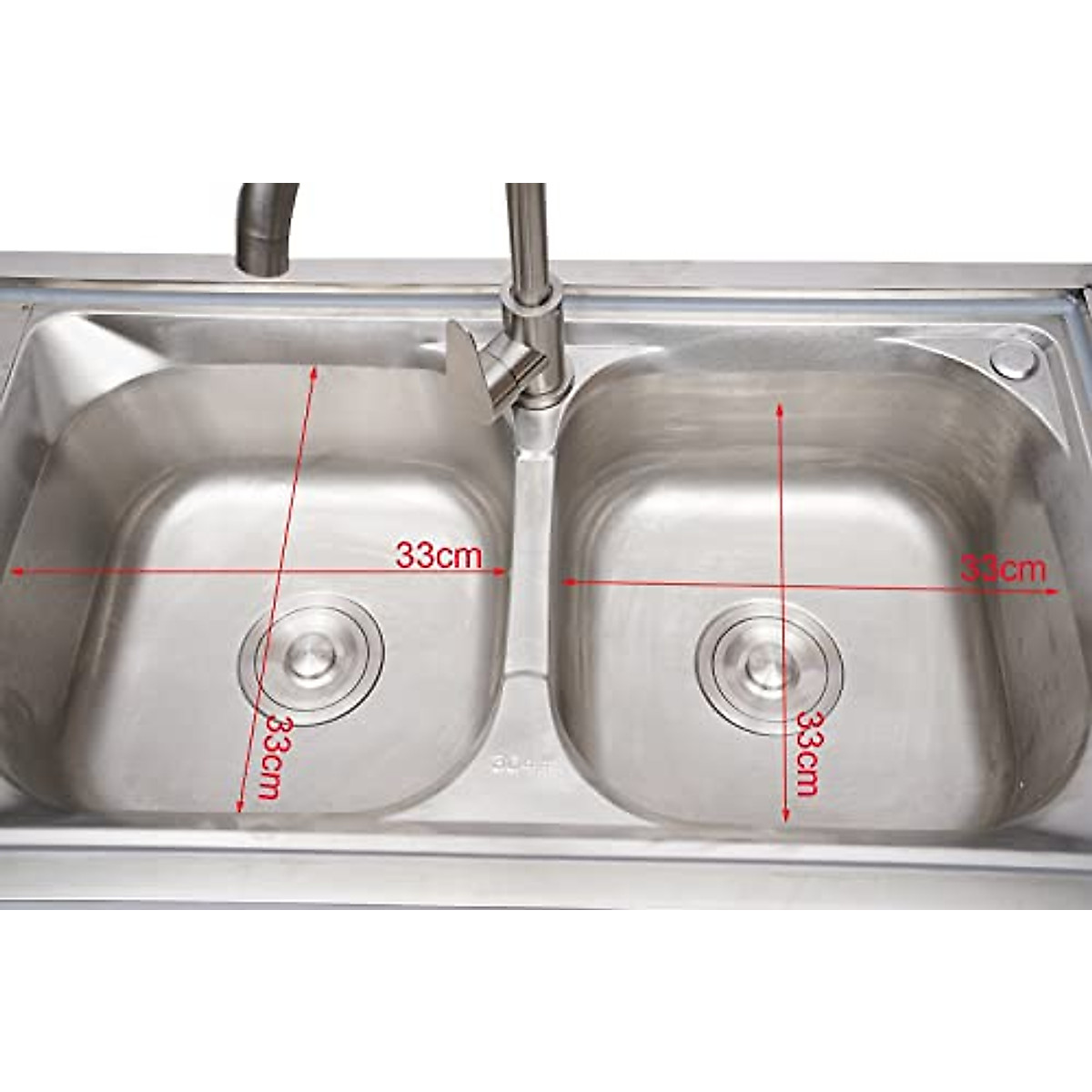 RustyVioum Commercial Sink Stainless Steel, 304 Stainless Steel Commercial Kitchen Sink for Any Dining Environment, Gooseneck 360 Degree Rotation Faucet, Silver