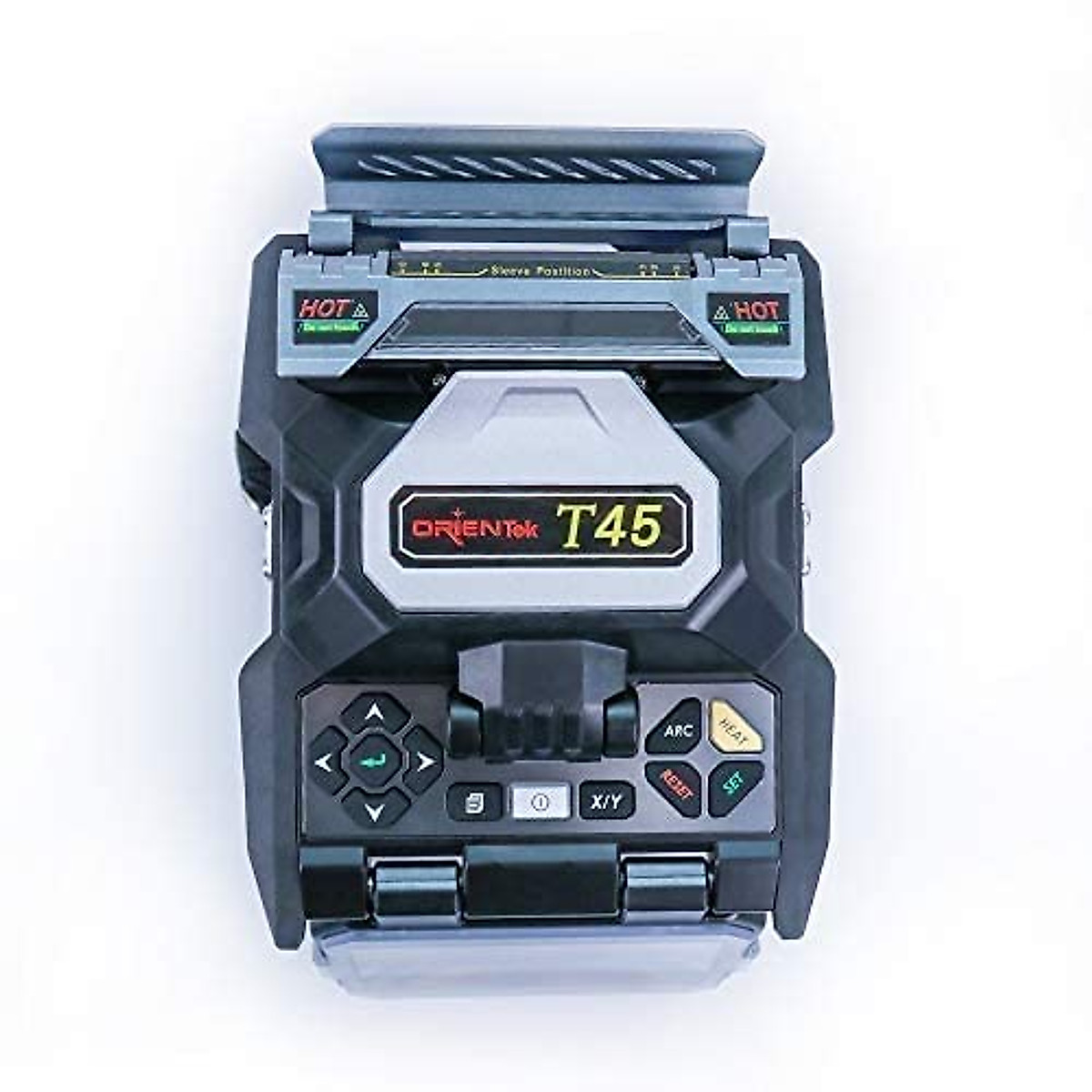 ORIENTEK T45 FTTH Fiber Optic Fusion Splicer Machine Core Alignment Fusion Splicing Machine 7sec Splice Time 250μm Fiber, 900μm Fiber, Flat Cable, Jump Cables w/Fiber Cleaver+Optic Power Meter