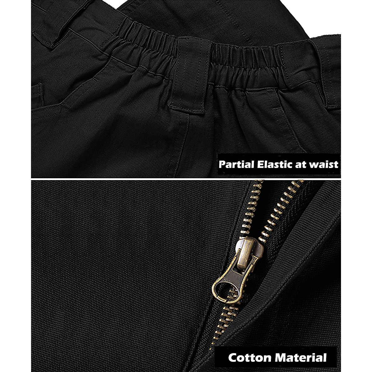 Susclude Men's Tactical Pants Stretch, 9 Pockets Rip Stop Lightweight Cargo Work Military Trousers Outdoor Hiking Plus Size Pants Black 40Wx32L