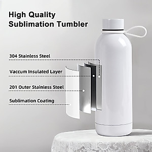 PlanetFlame 12 Pack 17 oz Sublimation Tumblers Bulk, Double-wall Insulated Stainless Steel Water Bottle Sublimation with Silicone Ring for Office,Gym,Travel, White