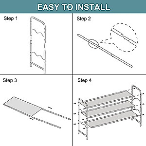 ZXNABA 3-Tier Shoe Rack Stackable Long Shoe Shelf Storage Organizer for Closet, Entryway 18-Pair / 24-Pair (Golden-Brown)
