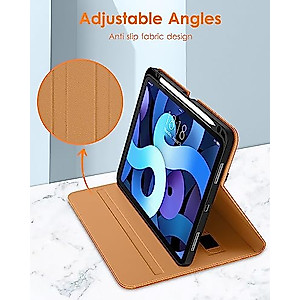 DTTO iPad Air 5th Generation Case (2022) / iPad Air 4th Generation Case (2020) 10.9 Inch, Premium Leather Business Folio Stand Cover with Pencil Holder [2nd Pencil Charging] for iPad Air 5/4, Orange