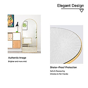 CISTEROMAN 65"x24" Full Length Mirror, Big Arched Mirror, Large Body Mirror, Floor Mirror with Stand, Hanging Wood Frame Dressing Mirror, Wall Mirror for Bedroom, Dressing Room, Living Room