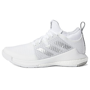 adidas Women's Crazyflight Mid Volleyball Shoe, White/Silver Metallic/Grey, 8.5
