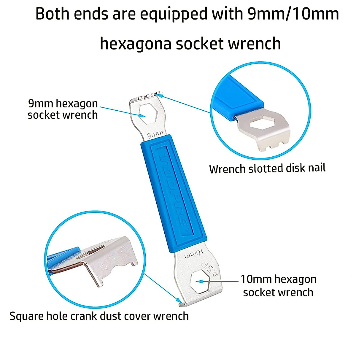 Bicycle Chain Ring Bolts Wrench, Chain Bolt Spanner for Mountain Bike, 9/10mm Chainring Fixed Wrench Bicycle Repair Tool Bicycle Crank Spanner Wrench Tool