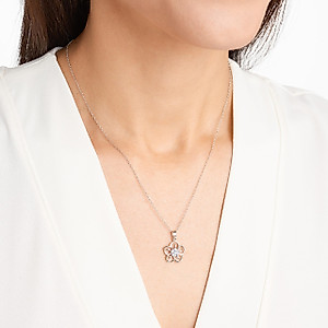 Amazon Essentials Sterling Silver Created Aquamarine Flower Pendant Necklace, 18" (previously Amazon Collection)